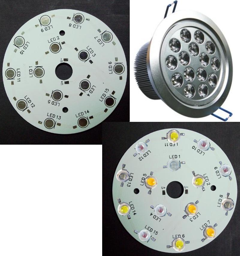 Pcb redondo 90mm para 15 Led Lumiled